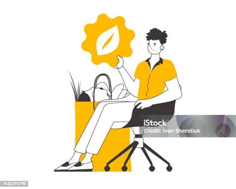 소년 제품과 에코 로고가있는 패키지 생태 제품의 개념 선화 스타일 흰색 배경에 고립되어 있습니다 벡터 일러스트레이션 가방에 대한 스톡 벡터 아트 및 기타 이미지 Istock