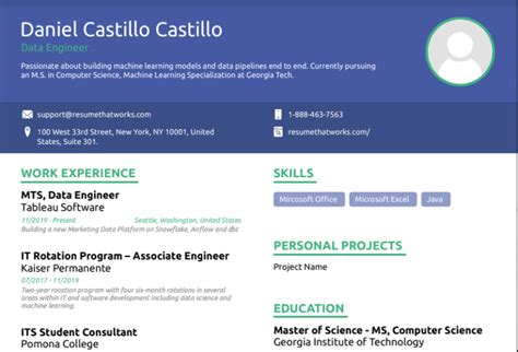 Download Free Data Engineer Template On ResumeThatWorks Com