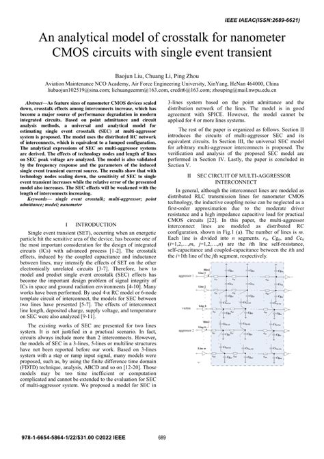 pdf an analytical model of crosstalk for nanometer cmos circuits with