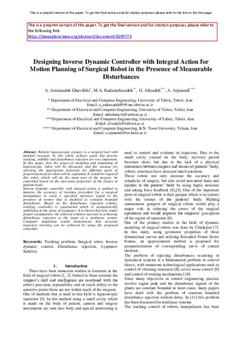 Designing Inverse Dynamic Controller With Integral Action For Motion