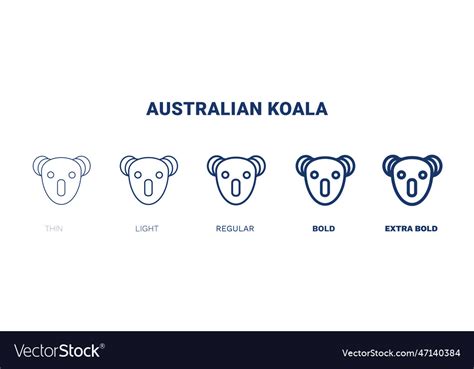 Australian Koala Icon Thin Light Regular Bold Vector Image