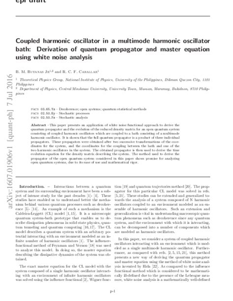 Pdf Coupled Harmonic Oscillator In A Multimode Harmonic Oscillator