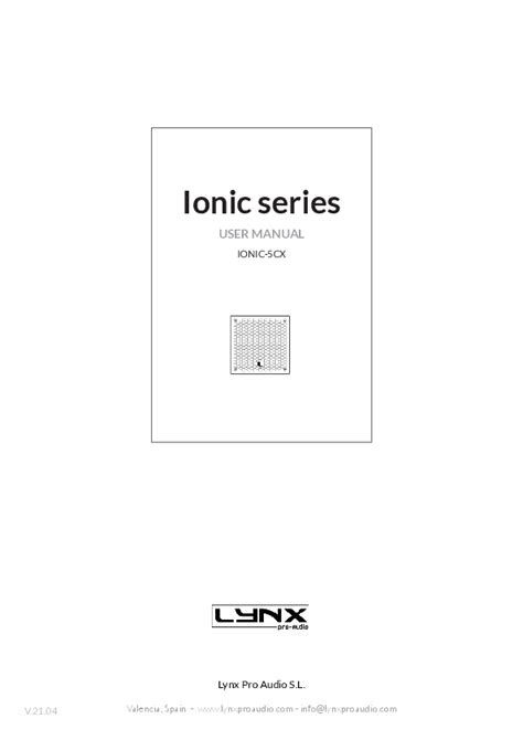Ionic 5cx User Manual And Installation Guide Lynx Pro Audio