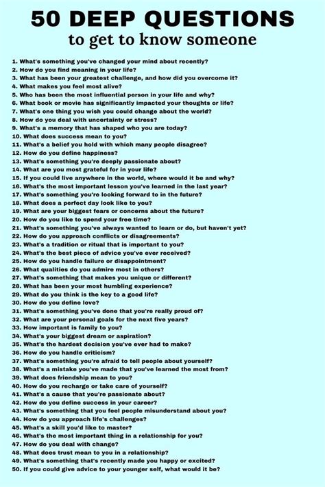 50 Random Questions To Get To Know Someone