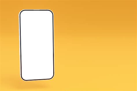 밝은 노란색 배경에 빈 흰색 화면이 있는 모형 휴대폰 모바일 앱 광고 주황색 스튜디오 배경 위에 하얀 빈 스마트폰 화면 전화 디스플레이 모형 0명에 대한 스톡 사진 및 기타