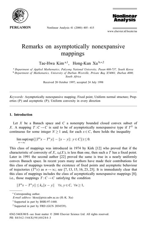 Pdf Remarks On Asymptotically Nonexpansive Mappings