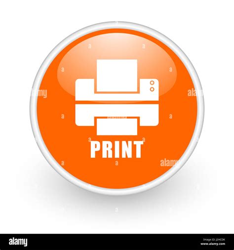 Printer Modern Design Glossy Orange Web Icon On White Background Stock