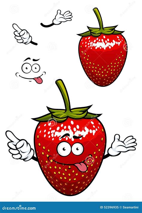 Fumetto Rosso Sorridente Allegro Della Frutta Della Fragola