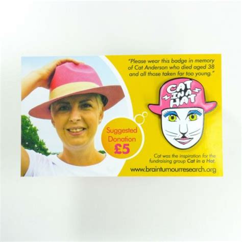 Cat In A Hat Pin Badge Brain Tumour Research