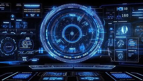 디지털 데이터 차트 통신 하이테크 미래 디자인의 추상 기술 Ui 미래형 개념 Hud 인터페이스 홀로그램 요소 Generative Ai 프리미엄 사진
