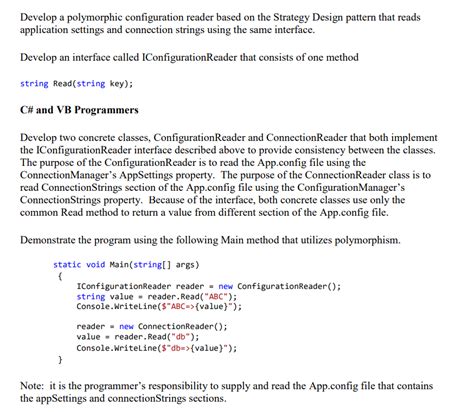 Solved Develop A Polymorphic Configuration Reader Based On