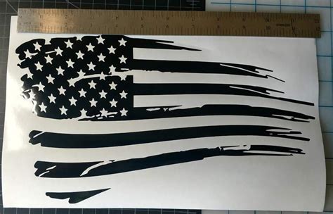 Tattered Flag Vinyl Decal Etsy