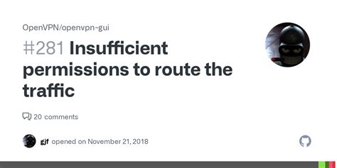 insufficient permissions to route the traffic · issue 281 · openvpn