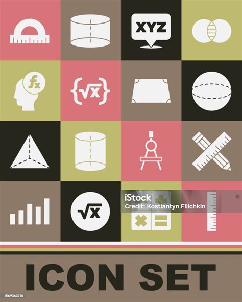 눈금자 교차 자 및 연필 기하학적 그림 구 Xyz 좌표계 X 글리프의 제곱근 함수 수학 기호 각도기 및 예리한 사다리꼴 모양 아이콘을 설정합니다 벡터 0명에 대한 스톡 벡터