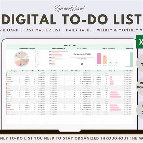 Task Tracker With Subtasks Excel Etsyde