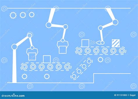 Thin Line Style Assembly Line Stock Vector Illustration Of Engineer Engineering 91131083