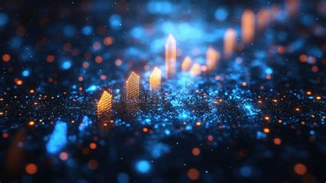 abstract data visualization with glowing bar graphs on a digital