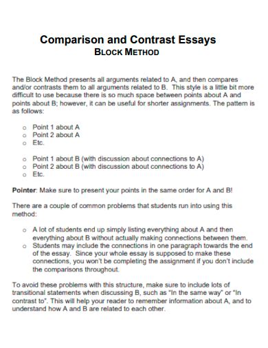 Compare And Contrast Essay 59 Example How To Write Format PDF