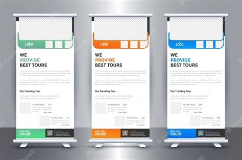 여행 롤업 및 X 배너 디자인 프리미엄 벡터