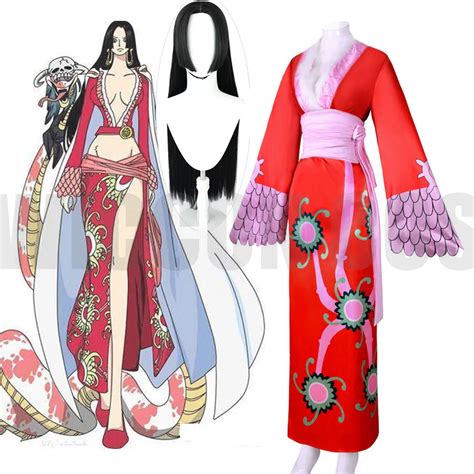 Anime Boa Hancock Cosplay Costumes Red Dress Snake Ears Women Girl
