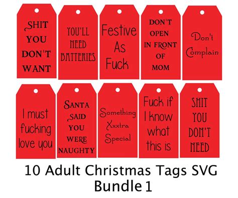 Funny Christmas Gift Tags SVG File Adult Inappropriate Holiday Tags Sexy Xrated Holiday
