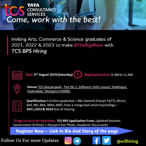 tcs careers walk in drive 2023 bcom ba bsc except it cs bba bbm bms baf bbi 5 august