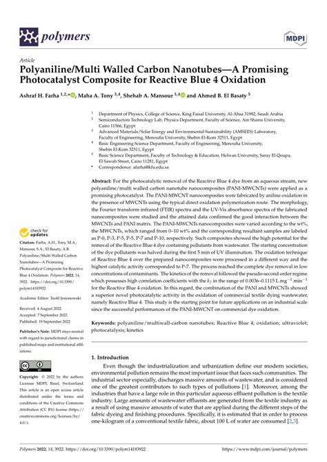 Pdf Polyanilinemulti Walled Carbon Nanotubes—a Promising