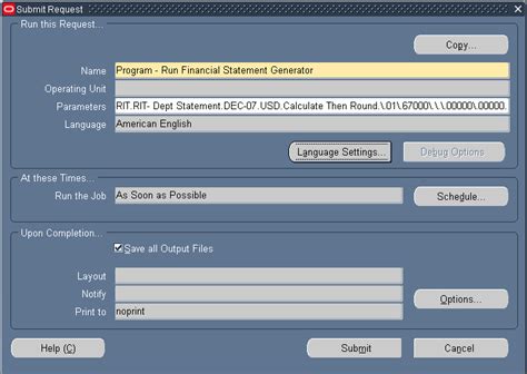 Request An FSG Report Using The Run Financial Statement Generator