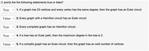 Solved 1 Point Are The Following Statements True Or False