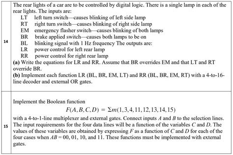The Rear Lights Of A Car Are To Be Controlled By Digital Logic There