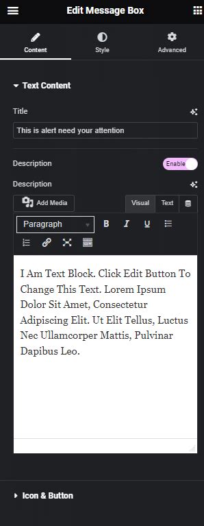 Message Box Settings Overview The Plus Addons For Elementor