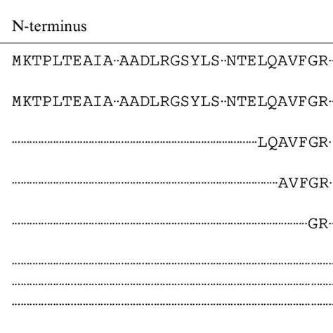 Comparison Of The N Terminal Sequences And Molecular Masses Of The