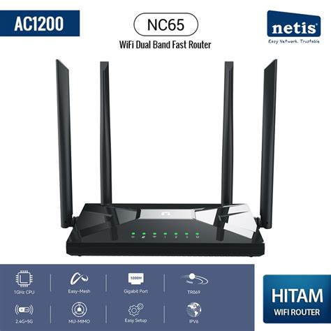 Wireless Router NETIS NC65 AC1200 Dual Band WiFi Router 2 4GHz 5GHz Shopee Singapore