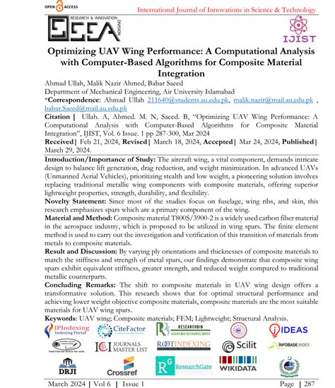 Pdf Optimizing Uav Wing Performance A Computational Analysis With Computer Based Algorithms