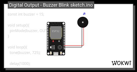 Digital Output Buzzer Blink Sketch Ino Wokwi ESP STM Arduino Simulator