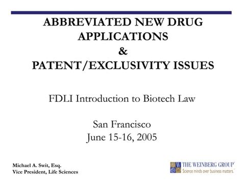Abbreviated New Drug Applications And Patentexclusivity Issues Ppt