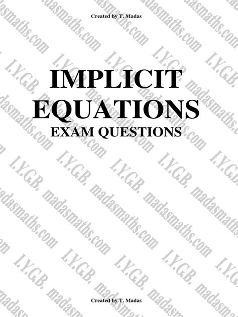 Implicit Equations Exam Questions Pdf Tangent Equations