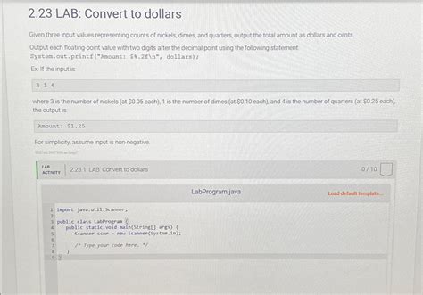 solved 2 23 ﻿lab convert to dollarsgiven three input values