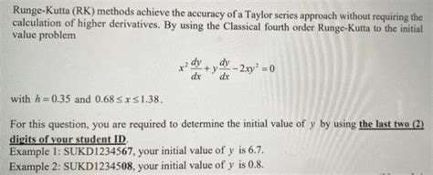 Solved Runge Kutta RK Methods Achieve The Accuracy Of A Chegg Com