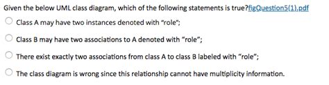 Solved Given The Below UML Class Diagram Which Of The Chegg