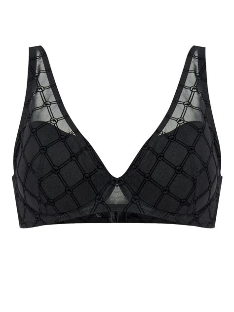 Emporio Armani Lace Panel Bra Black Farfetch Ao