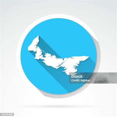 프린스 에드워드 아일랜드 지도 아이콘 긴 그림자와 플랫 디자인 3차원 형태에 대한 스톡 벡터 아트 및 기타 이미지 3차원