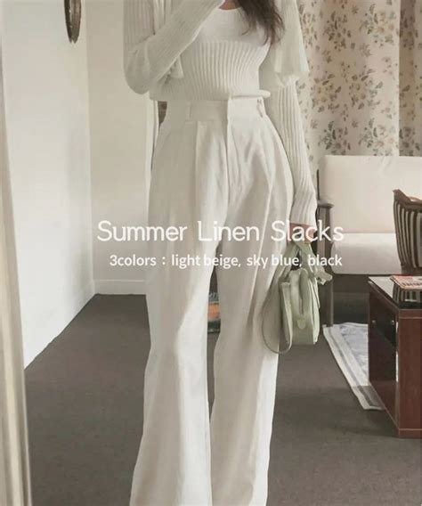 르쥬 린넨뒷밴딩하이웨스트 뒷밴딩 린넨 하이웨스트 여름 와이드 슬랙스 팬츠