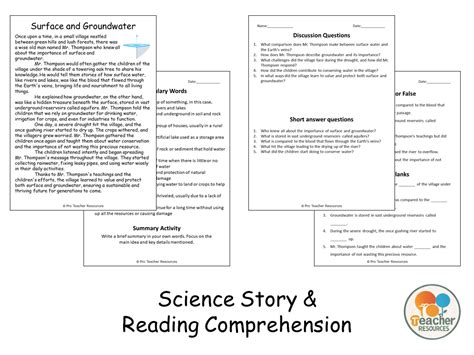 Surface And Groundwater Reading Science Story Comprehension Questions Worksheet Teaching Resources