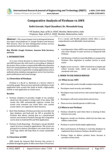 Comparative Analysis Of Firebase Vs Aws Pdf Cloud Computing Internet