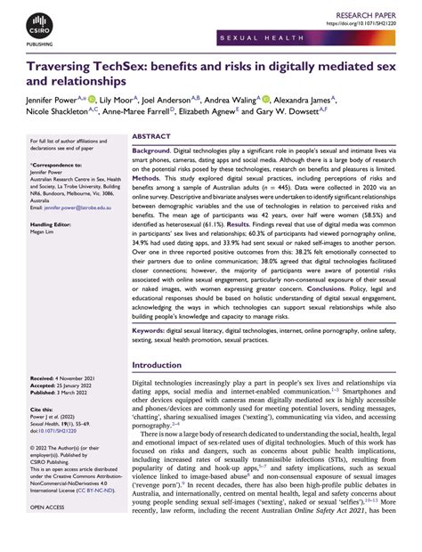Pdf Traversing Techsex Benefits And Risks In Digitally Mediated Sex And Relationships