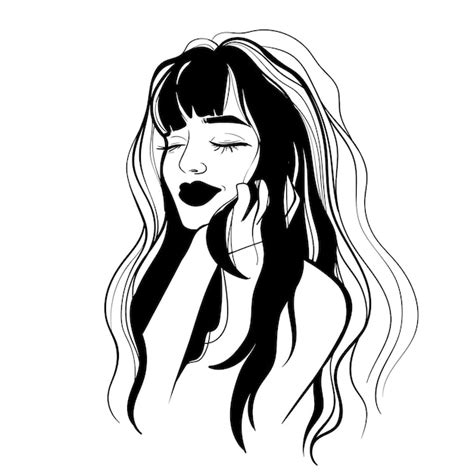 Premium Vector Outline Drawing Of A Girl