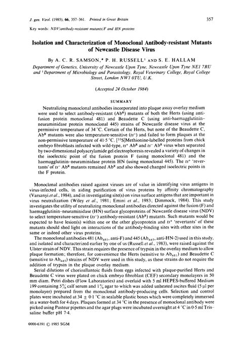 Pdf Isolation And Characterization Of Monoclonal Antibody Resistant