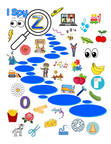 Speech Therapy I Spy Z Sound Worksheet I Spy Activity Letter Z
