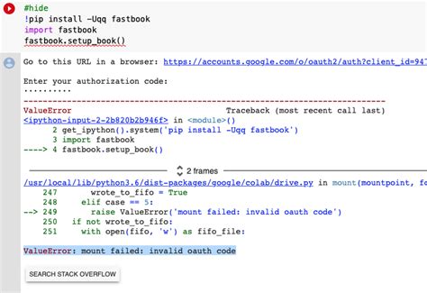 Mount Failed Invalid Oauth Code In Colab Setup Part 1 2020 Fastai Course Forums